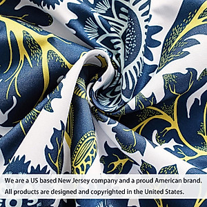 DriftAway Bird Tree Floral Flower Leaf Lined Thermal Insulated Energy Saving Window Curtain Valance for Living Room Bedroom Kitchen 2 Layer Rod Pocket 52 Inch by 14 Inch Plus 2 Inch Header Navy