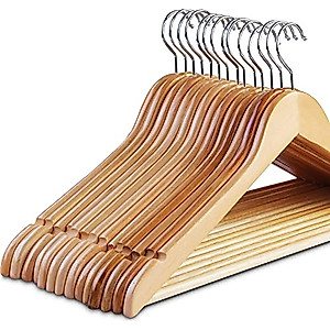 Work Clothes Hangers, Wooden Hangers Ultra Thin Space Saving Non-Slip Hangers Velvet Hangers Suit Hangers Ideal for Everyday Standard Use, Clothing Hangers (24)