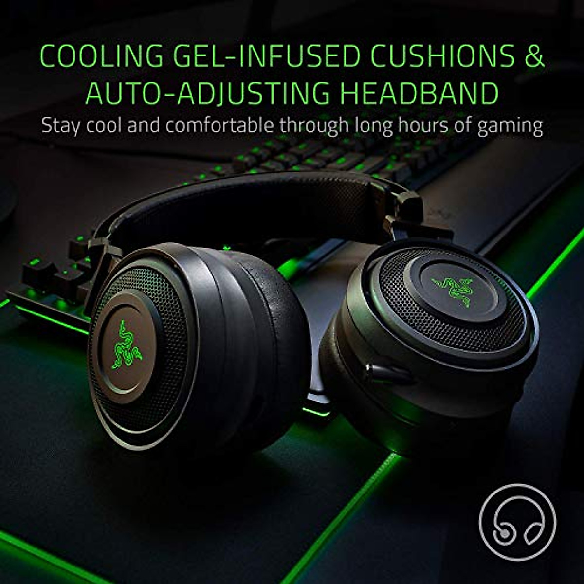 Razer Nari Wireless 7.1 Surround Sound Gaming Headset: THX Audio, Auto-Adjust Headband & Swivel Cups, Chroma RGB, Retractable Mic, For PC, PS4, PS5, Black