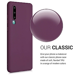 kwmobile Case Compatible with Huawei P30 Case - Soft Slim Protective TPU Silicone Cover - Bordeaux Violet