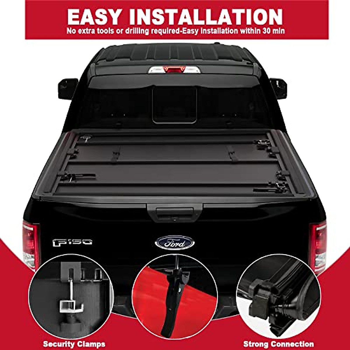 CAPSER 5.5 FT Soft Tri-Fold Truck Bed Tonneau Cover Fits 2015-2023 Ford F150 Styleside 5'5"(66") Truck Bed