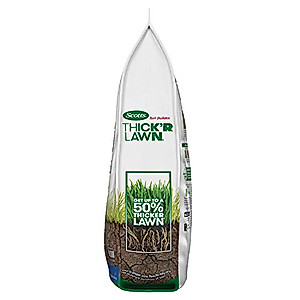 Scotts Turf Builder Thick'R Lawn Grass Seed, Fertilizer and Soil Improver for Sun & Shade, 40 lbs.