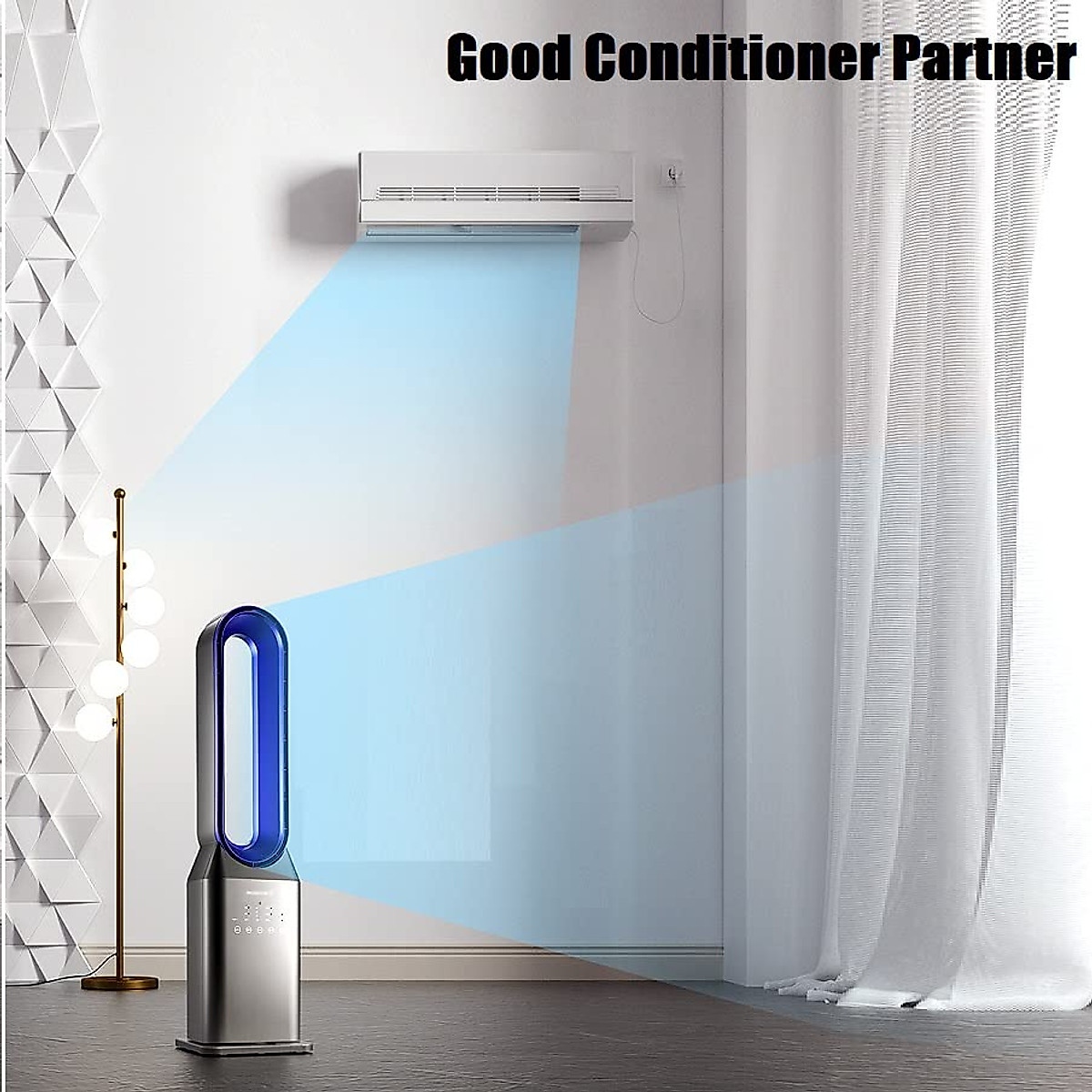 NUMIFUN Bladeless Tower Fan 36 Inches Portable Electric Standing Floor Fan Air Circulator with Oscillating and Remote Control for Indoor Home Large Room Bedroom Office Use