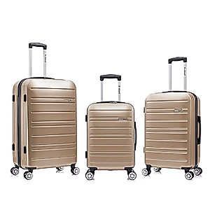Rockland Irvine Hardside Spinner Wheel Luggage, Champagne, 19", 23", 27"