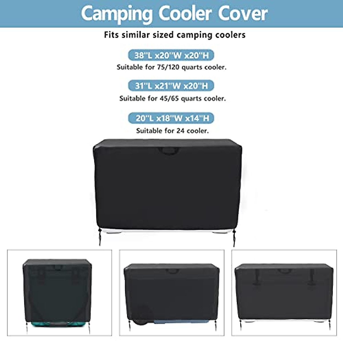 Kingling Cooler Cover, Waterproof Outdoor Ice Chest Camping Coolers Cover for 45/65 Quarts Cooler Box - 31''L x21''W x20''H
