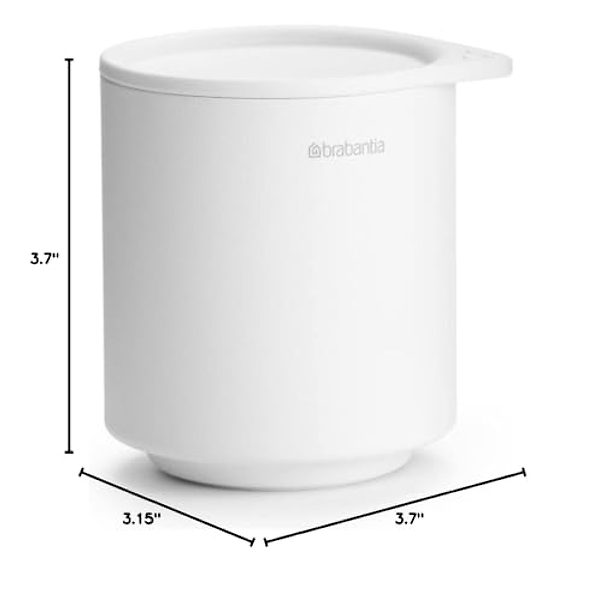 Brabantia MindSet Bathroom Storage Pot with Lid (Mineral Fresh White) Cue Tip, Cotton Pads, Jewellery Storage Organizer Holder for Washbasin or Cupboard
