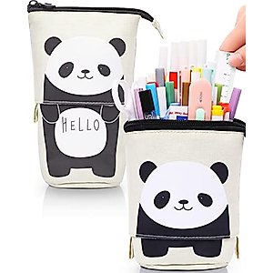 Sooez Standing Pencil Case, Cute Panda Pop Up Pencil Case, Durable Pen Pouch, Telescopic Pencil Holder Case, Kawaii Stand Up Pencil Case, Spacious Pencil Pouch Portable Pencil Bag for School Office