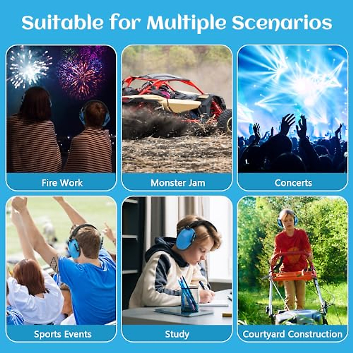 2 Pack Noise Canceling Headphones for Kids, Kids Ear Protection Earmuffs for Autism, Toddler, Children, Kids Noise Cancelling Headphones Sound Proof Earmuffs for Concerts, Air Shows, Fireworks