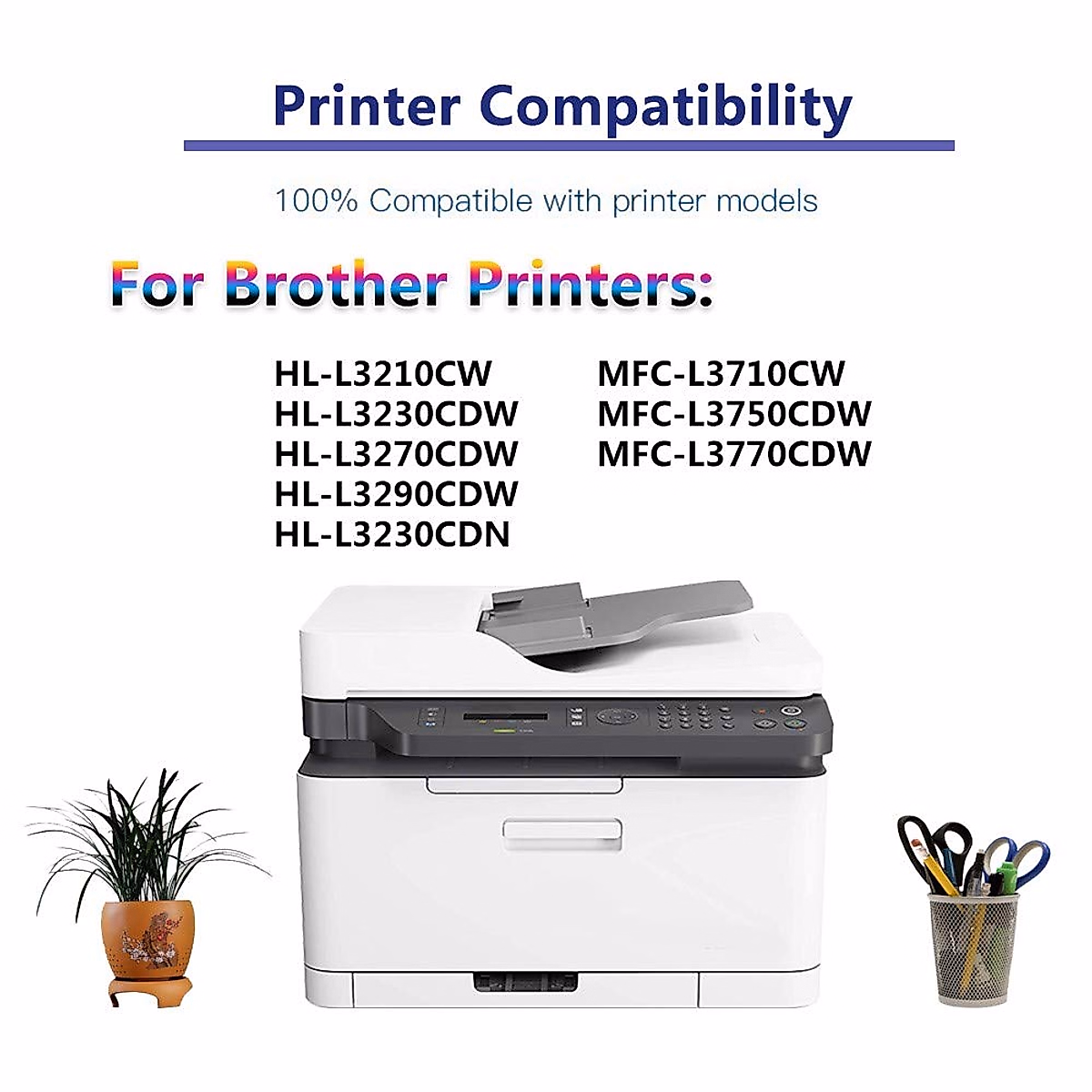 Kolasels Remanufactured Toner Cartridge Replacement for TN227 TN-227BK TN-227C TN-227Y TN-227M for HL-L3210CW HL-L3230CDW HL-L3270CDW Printer (4-Pack, BK+C+Y+M)