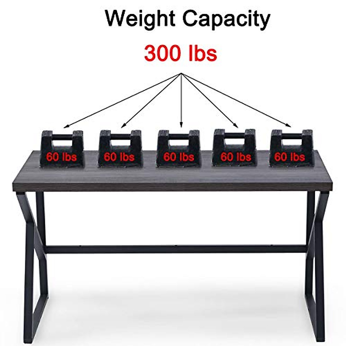 HSH Rustic Grey Computer Desk, Metal and Wood Home Office Desk, Industrial Modern Vintage Work Study Writing Table for Livingroom Bedroom, Farmhouse Oak PC Desk, Wooden Computer Table, Gray 47 Inch