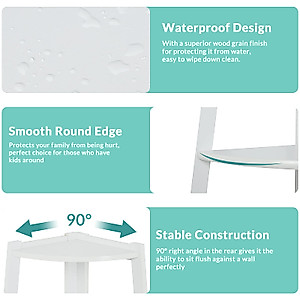 MEETWARM 5 Tier Corner Bookshelf Corner Ladder Shelf Small Bookcase Display Storage Organizer Stand Rack for Living Room Home Office and Kitchen (Coffee)