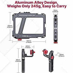 ULANZI Smartphone Video Rig with Handle, LINO Filmmaking Case Aluminum Alloy Phone Video Stabilizer Grip Tripod Mount for Video Maker Videographer with Cold Shoe for iPhone 13 Mini Pro Max 8 Plus