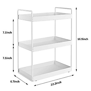 3-Tier Bathroom Countertop Organizer Vanity Tray Cosmetic & Makeup Storage Kitchen Spice Rack Standing Shelf, White