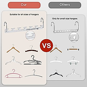 Space Saving Hangers Upgraded - 5 Pack Adjustable 6 to 9 Holes Magic Clothing Hangers, Sturdy Metal Closet Organizers and Storage Hangers Space Saving for Heavy Clothes, College Dorm Room Essentials