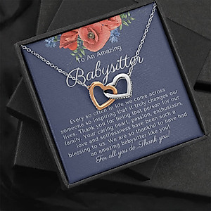 Babysitter Appreciation Gift Necklace, Nanny Thank you Gift, Farewell Party Leaving, Moving Away Gift for Babysitter - Box 1
