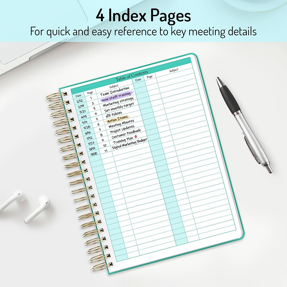 Forvencer Meeting Notebook for Work with Action Items, Project Planner Agenda Organizer for Note Taking, Office/Business Supplies for Women Men, 160 Pages, B5 Size (7"x10"), Purple