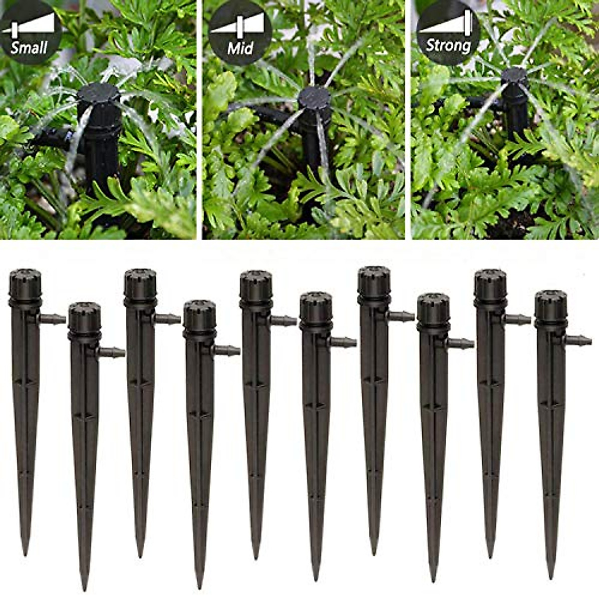 Axe Sickle Set of 100 Drip Emitters Perfect for 4mm / 7mm Tube, Adjustable 360 Degree Water Flow Drip Irrigation System for Watering System.