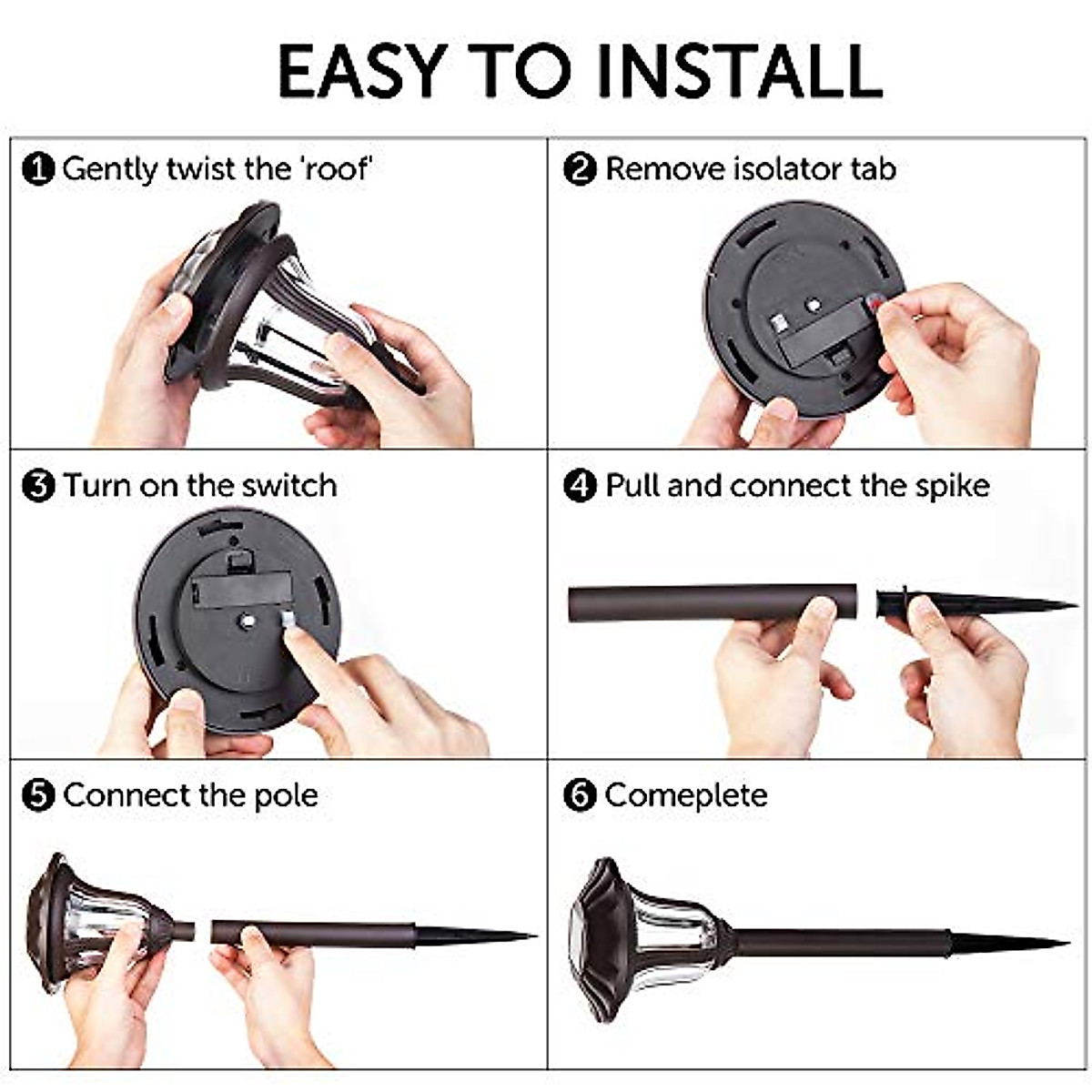 GIGALUMI Solar Pathway Lights, 8 Pack Bright Solar Garden Lights, Solar Powered Walkway Lights, Solar Lights Outdoor Waterproof Solar Path Lights for Yard, Patio, Driveway (Cold White)…