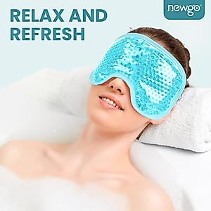 NEWGO Cooling Eye Mask Cold Eye Mask for Puffy Eyes, Eye Ice Pack Ice Eye Mask for Tired Eyes, Eyes Surgery, Migraines, Stress Relief, Itchy Eyes, Skin Care, Eye Spa - Blue