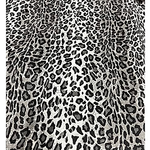 FABRICS FOREVER Faux Leather Leopard White Black Upholstery Fabric by The Yard - 1 Yard 54" x 36" Wide | Leopard White Black Vinyl Fabric Material Faux Leather Sheets for DIY, Upholstery Crafts