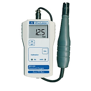 Milwaukee MW600 LED Economy Portable Dissolved Oxygen Meter with 2 Point Manual Calibration, 0.0 - 19.0 mg/L, 0.1 mg/L Resolution, +/-1.5 percent Accuracy, 100 Percent Saturation Range