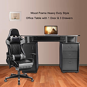 Kiwifruit Office Desk Computer Table Study Writing Desk Workstation Sturdy MDF Board w/Storage for Home Office 45 inch W x 22 inch D x 29 inch H, Black