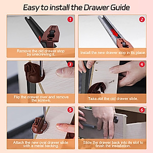 Fit for kenlin Rite-Trak II Replacement Drawer Track Slide Kit #168, 10 Set of Improved Commercial Rite Track 2 Drawer Guides Part - Fit Slide Drawers from Vaughan Bassett,Pulaski, Legacy Manufacturer