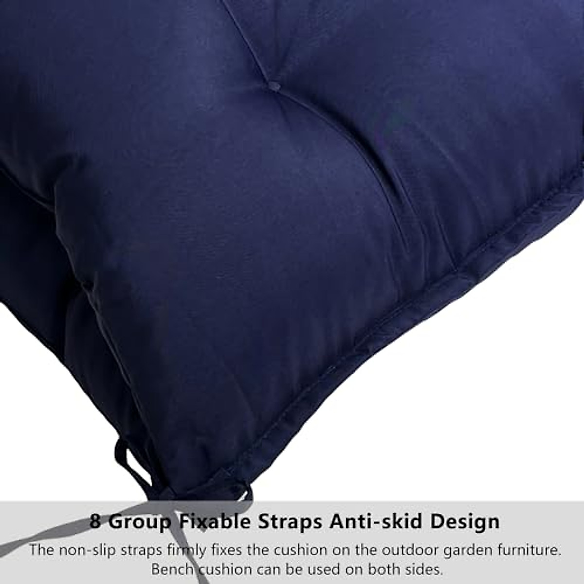 Gollense Outdoor Swing Cushions for Outdoor Furniture Waterproof 2-3 Seater Bench Cushion Replacement 4" Thick with Backrest & Ties for Patio Backyard Garden, 47 x 40 Inch, Navy
