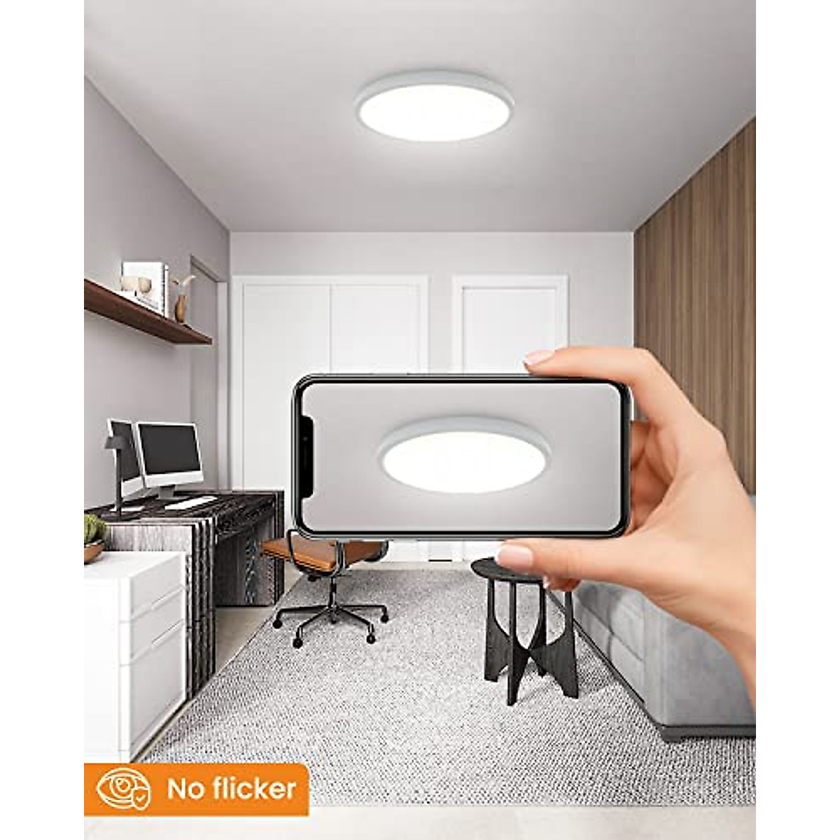 slochi Flush Mount 4PACK Ceiling Light (Milk White Shell), 24Watt Dimmable & 3 Color Temperatures in One（3000k/4500k/6000k Ceiling Lamp 10.2Inch Led Ceiling Light for Kitchen Bedroom Hallway