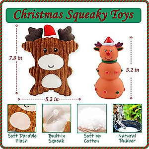 Lobeve Christmas Dog Toys Pack for Puppies,7 Pack Holiday Puppy Toys for Small Dogs,Puppy Chew Toys with Cute Squeaky Toys,Xmas Dog Flying Discs,Treat Ball and More Rope Toys