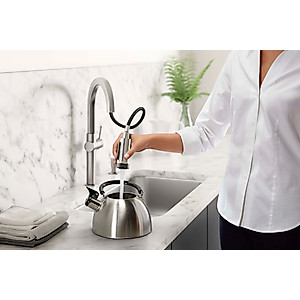 Kohler R22153-SD-VS Rune Single Handle Kitchen Faucet with Pull Down Sprayer and Soap Dispenser, Vibrant Stainless
