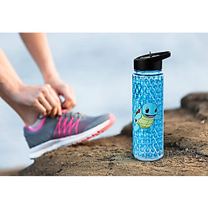 JUST FUNKY Pokemon Squirtle w/Water Droplets Plastic Water Bottle, BPA Free 24 oz Set of 1