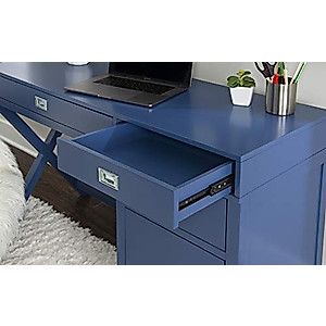 Linon Sadie Navy Blue Modern Classic Side Storage Desk