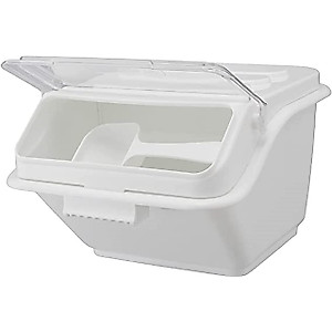 TrueCraftware- 2 Gallon (40 Cups) Shelf Ingredient Bin White with Clear Flip Top Lid & Measuring Scoop- Stackable Plastic Kitchen Pantry Storage Bin for Dry Food Flour Sugar Kitchen Restaurant
