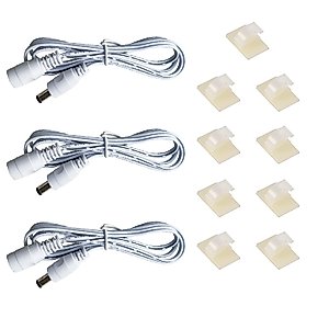 Litever 3-Pack Extension Cable White 3.3 FT/1 Meter 20 awg, Male to Female Jump Cord, 5.5mm x 2.1mm Universal DC Barrel Connector, for Power Adapter for LED Lighting Strips, Security Cameras.