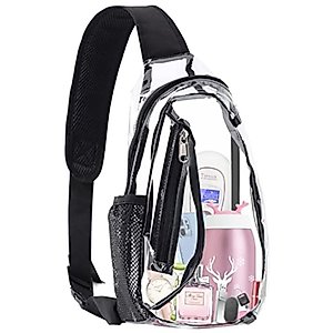 SHATKA Transparent sling bag, stadium-approved transparent bag, transparent chest sleeve for hiking, stadium or concert, men's and women's casual transparent crossbody bag