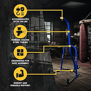 Everlast 100 Pound Capacity Punching Bag Stand Workout Equipment for Kickboxing, Boxing, and MMA Training with 3 Plate Pegs, Blue