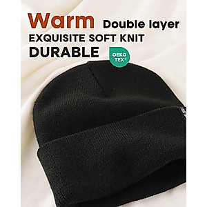 FURTALK Beanie,Soft Knit Warm Winter Hats for Women and Men,Acrylic Cuffed Beanies (One Size,Black)