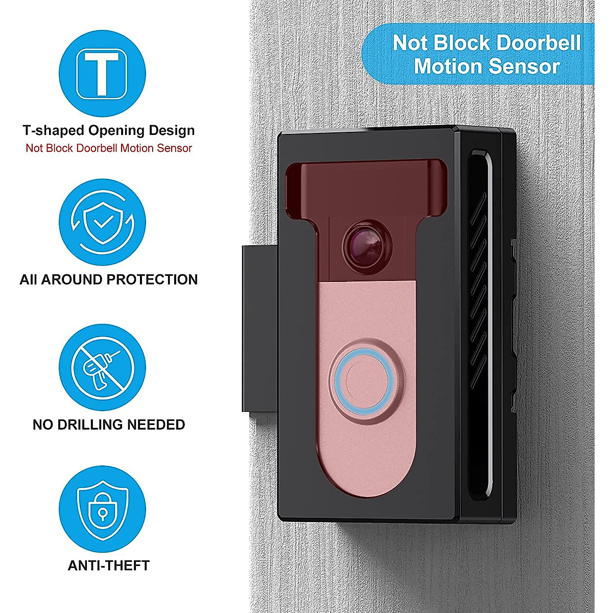 Anti-Theft Video Doorbell Mount Compatible with RlNG / Blink Wireless Video Doorbell, KIMILAR Adjustable Mounting Bracket Accessories for Houses Apartments Office...