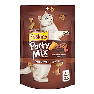 Purina Friskies Cat Treats, Party Mix Wild West Crunch - (Pack of 10) 2.1 oz. Pouches