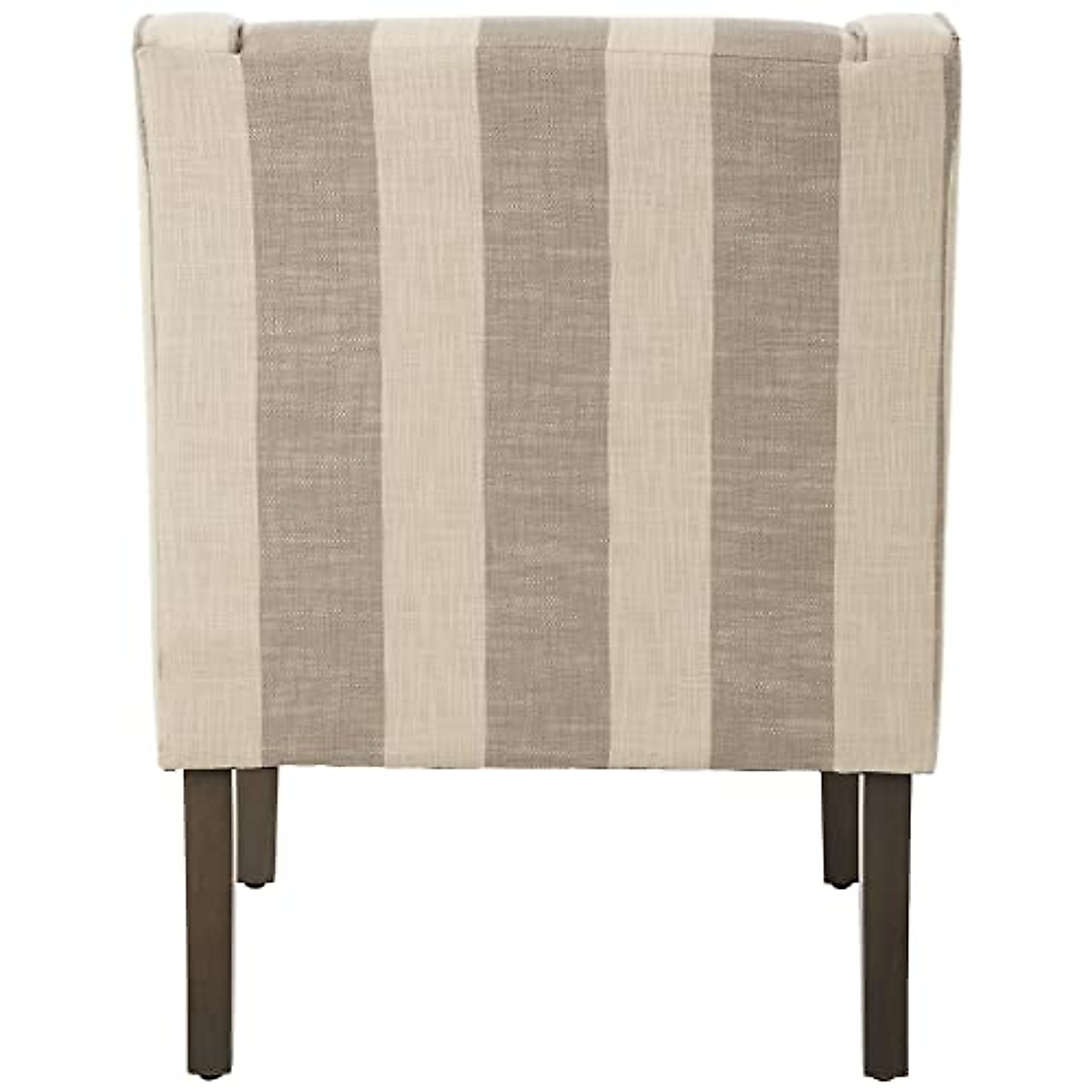 HomePop Velvet Swoop Arm Accent Chair, Grey Awning Stripe