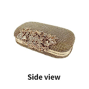 shiiriin | Women's Rhinestones Bling Crystal Clutch Purse Hand Bag | Bridal Wedding Daytime Evening Party (Gold)