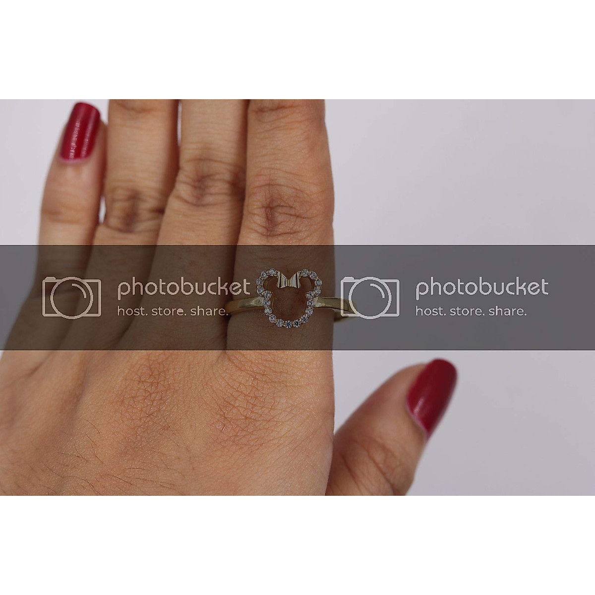 dazzlingjewelrycollection 0.25TCW Mickey Mouse & Minnie Mouse Round Swarovski Cubic Zirconia 14k Yellow Gold Over Sterling Silver Engagement Ring for Women's