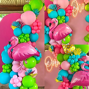 166Pcs Flamingo Tropical Balloon Garland Arch Kit, Fiesta Aloha Luau Hawaiian Summer Theme Hot Pink Green Pineapple Balloons For Birthday Baby Shower Bridal Wedding Bachelorette Party Decoration