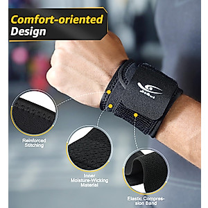 HiRui 2 PACK Wrist Compression Strap and Wrist Brace Sport Wrist Support for Fitness, Weightlifting, Tendonitis, Carpal Tunnel Arthritis, Pain Relief-Wear Anywhere-Unisex,Adjustable