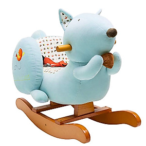 labebe - Baby Rocking Horse, Kids Ride on Toy, Wooden Riding Horse for 6 Months Up Boy&Girl, Toddler/Child Outdoor&Indooor Toy Rocker, Plush Stuffed Animal Rocker Chair, Infant Gift - Blue Squirrel