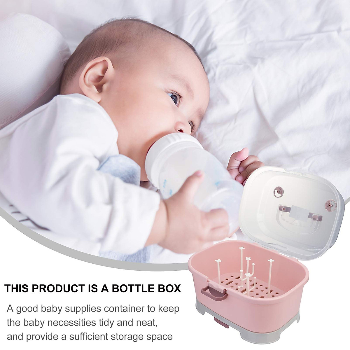Baby Bottle Drying Rack Bottle Storage Box Portable Baby Bottle Storage Organizer with Lid for Kitchen Cabinet