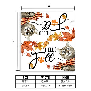 Fall Cat Mailbox Cover 21x18 Inch, Hello Fall Post Letter Box Covers, Autumn Harvest Thanksgiving Magnetic Waterproof Mail Wraps for Outdoor Yard Garden Standard Mailbox Decor