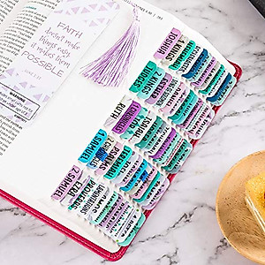 Laminated Bible Tabs for Women and Girls (Large Print, Easy to Read), Women Bible Journaling Book Tabs, Christian Gift, 90 Colorful Bible Tabs Old and New Testament, Includes 24 Blank Tabs