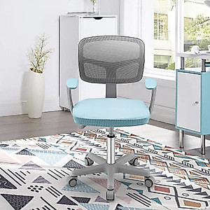 Giantex Kids Desk Chair, Height Adjustable Children Swivel Computer Chair with Y-Shaped Lumbar Support & Universal Casters, Mesh Kids Task Chair for Study, Boys Girls Aged 4-13, Blue